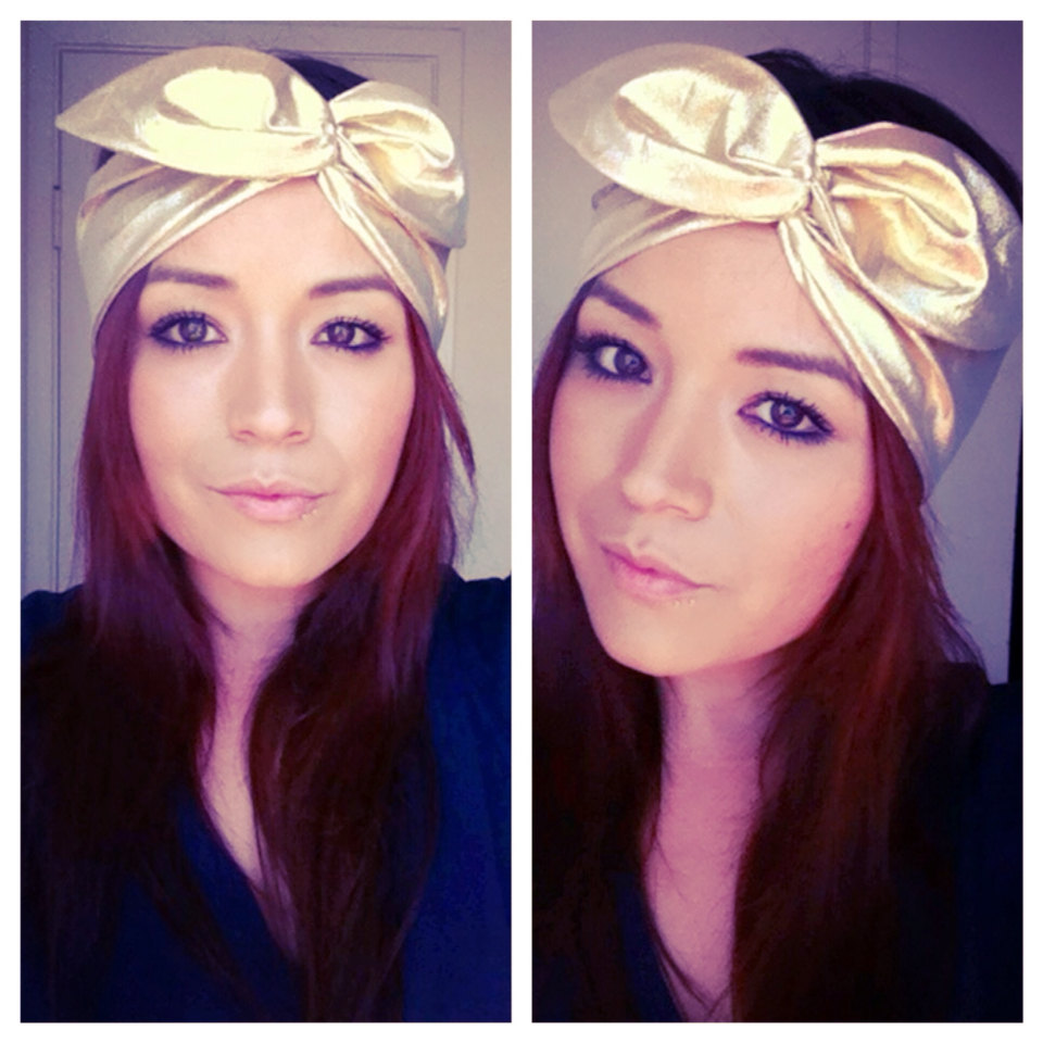 Gold Lame Dolly Bow Headband on Luulla