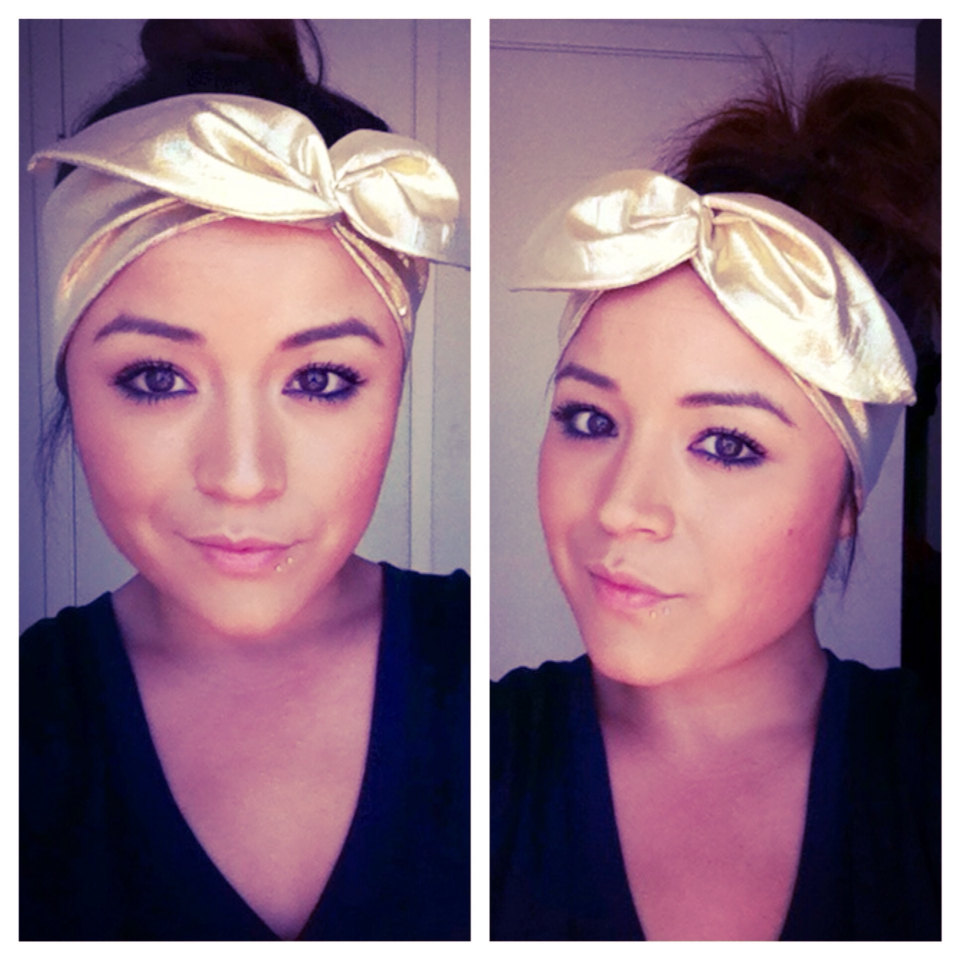 Gold Lame Dolly Bow Headband on Luulla